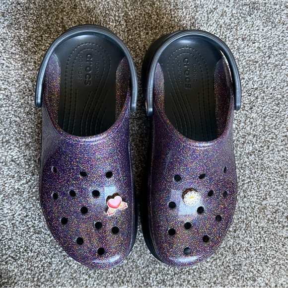 CROCS | Shoes | Crocs Classic Translucent Glitter Bae Platform Clogs ...